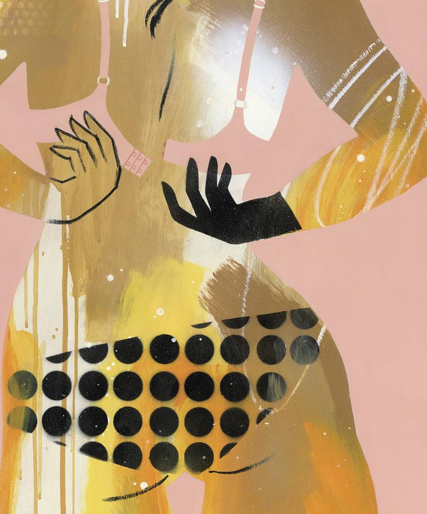 Girl dressing wall art limited edition print poster by Neryl Walker